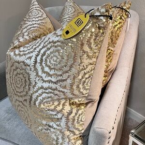 Callisto Home | Accents | Callisto Home Embroidered Gold Floral ...